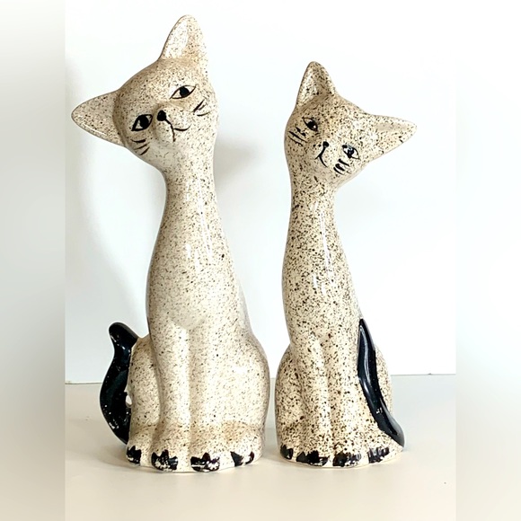 Accents | Vintage Pair Black Speckled Mcm Long Neck Cats | Poshmark